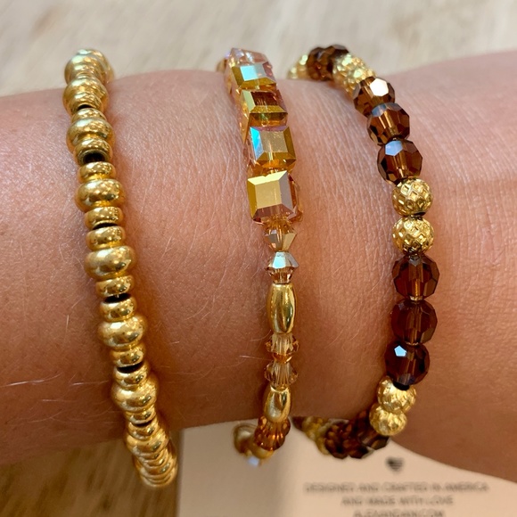 Alex and Ani | Jewelry | Alex And Ani Gold Beaded Bangle Set | Poshmark